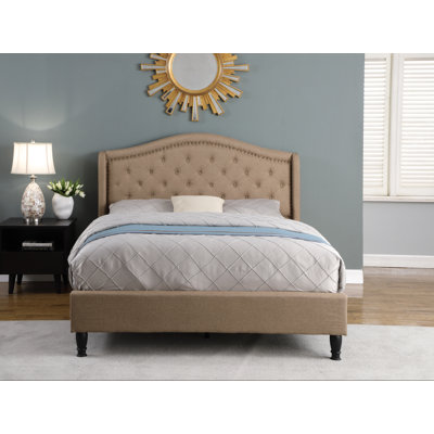 Weiss Upholstered Wingback Bed Alcott Hill Color Brown Size Full